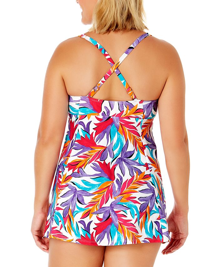 Anne Cole Womens Printed One Piece Swim Dress Macys