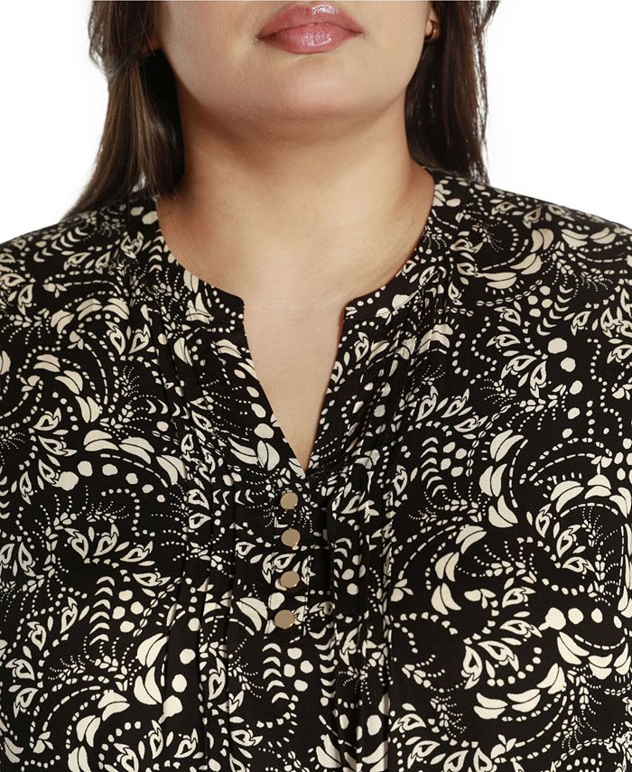 Belldini Black Label Plus Size Printed Ruffle Sleeve Top - Macy's