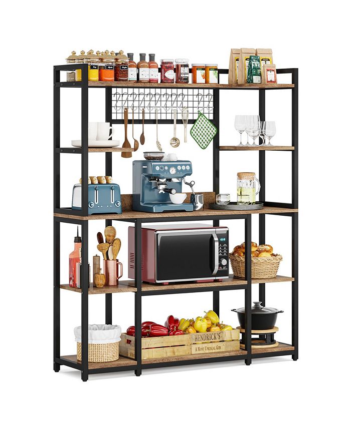 Tribesigns Large Bakers Rack, 55" Wide Kitchen Hutch Cabinet Microwave ...