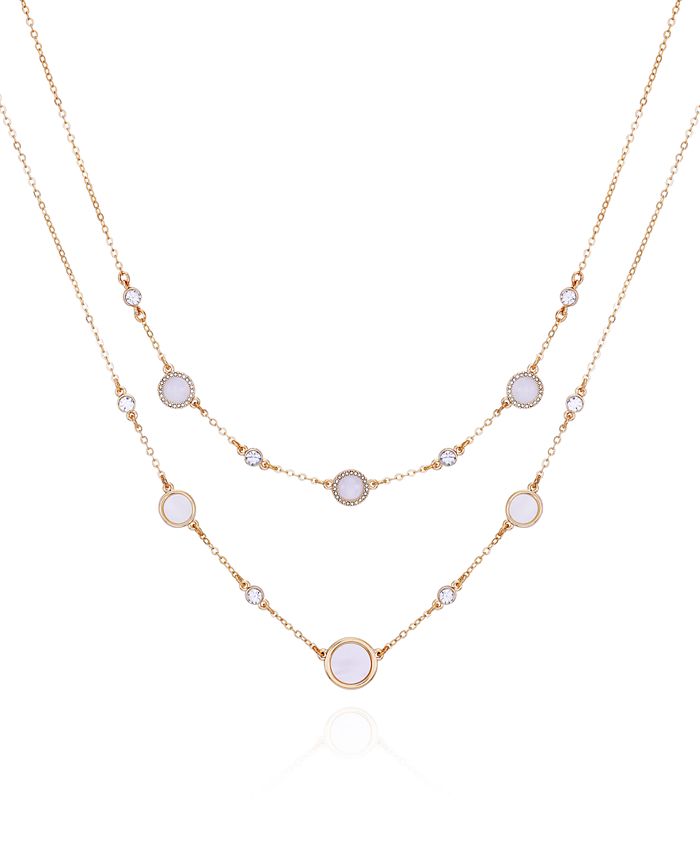 T Tahari Gold Tone Glass Stone Layered Necklace Macys