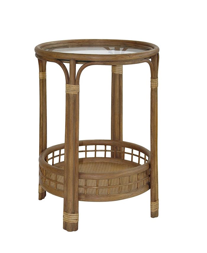 Gallerie Décor Gallerie Decor Bimini Glass Top Rattan Side Table - Macy's
