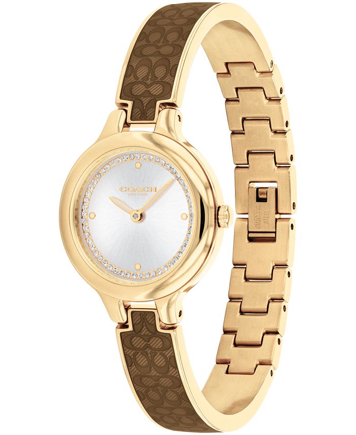 COACH Women's Chelsea Gold-Tone and Bronze Signature C Bangle Watch ...