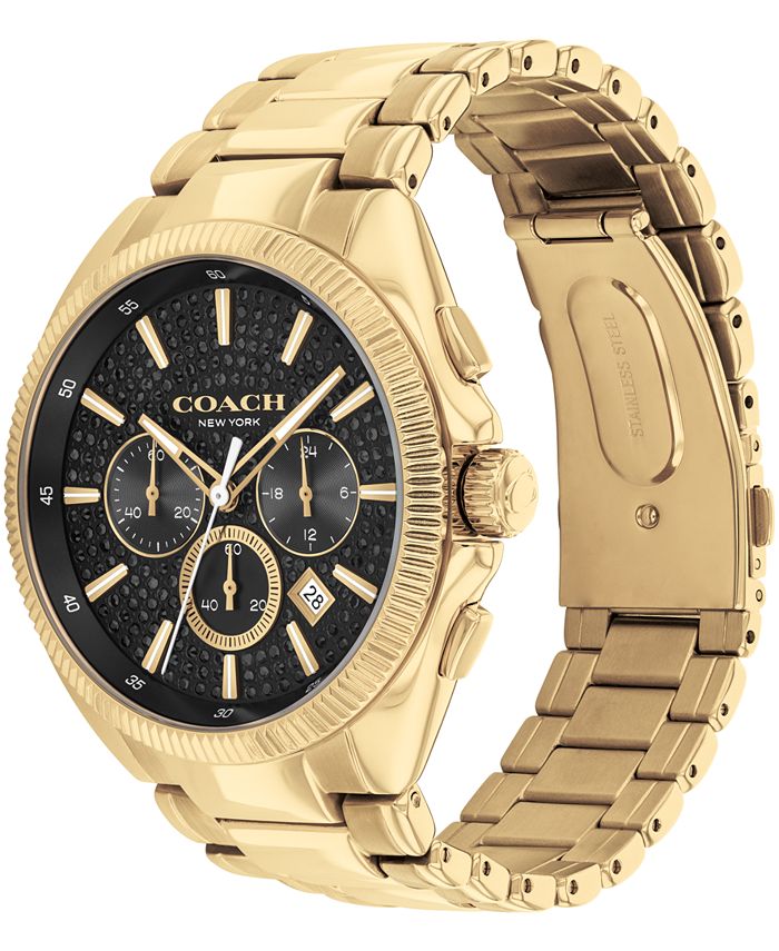 COACH Men's Jackson Gold-Tone Stainless Steel Watch 45mm - Macy's
