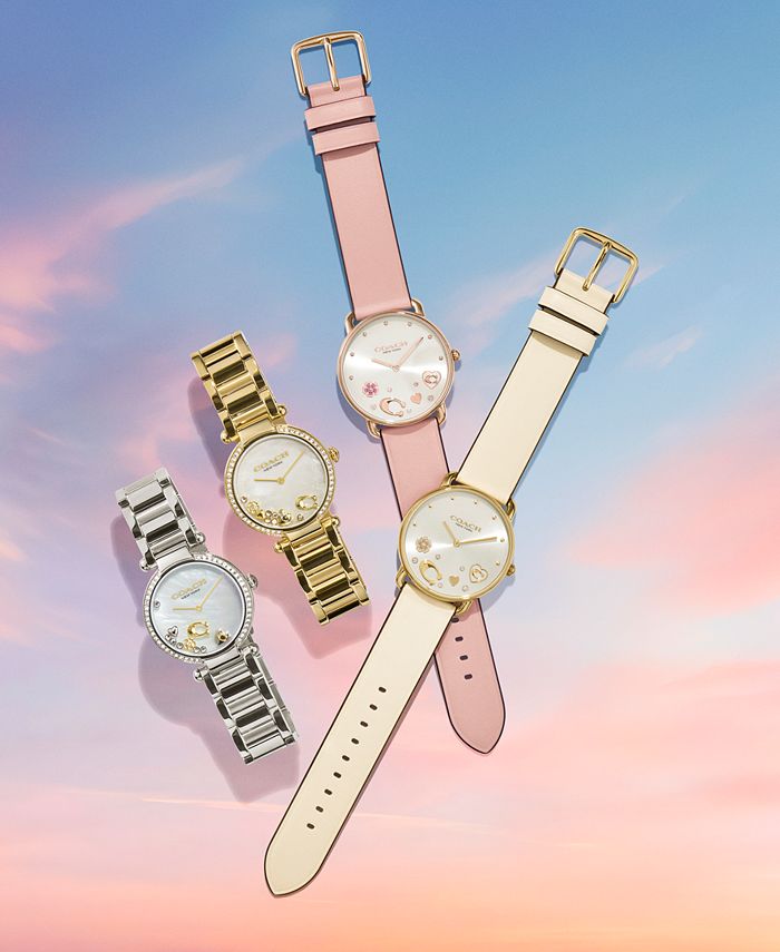 COACH Women's Elliot Chalk Leather Strap Watch 36mm - Macy's