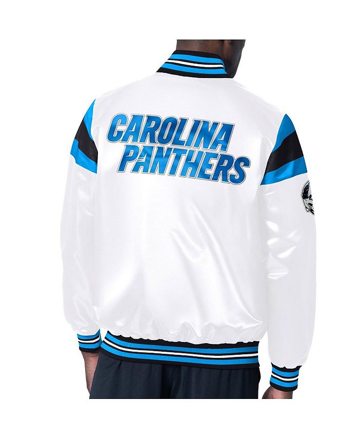 Starter Men's White Carolina Panthers Satin Full-Snap Varsity Jacket ...