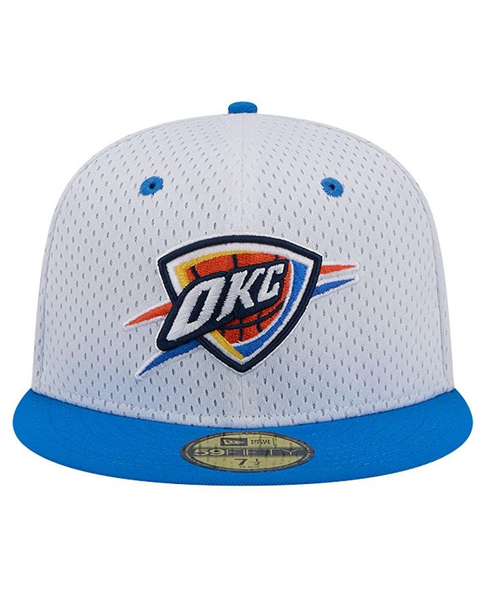 New Era Men's White, Blue Oklahoma City Thunder Throwback 2Tone 59FIFTY ...