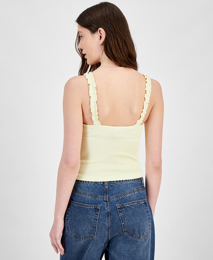 Hippie Rose Juniors' Ruffle Strap Seamless Tank - Macy's
