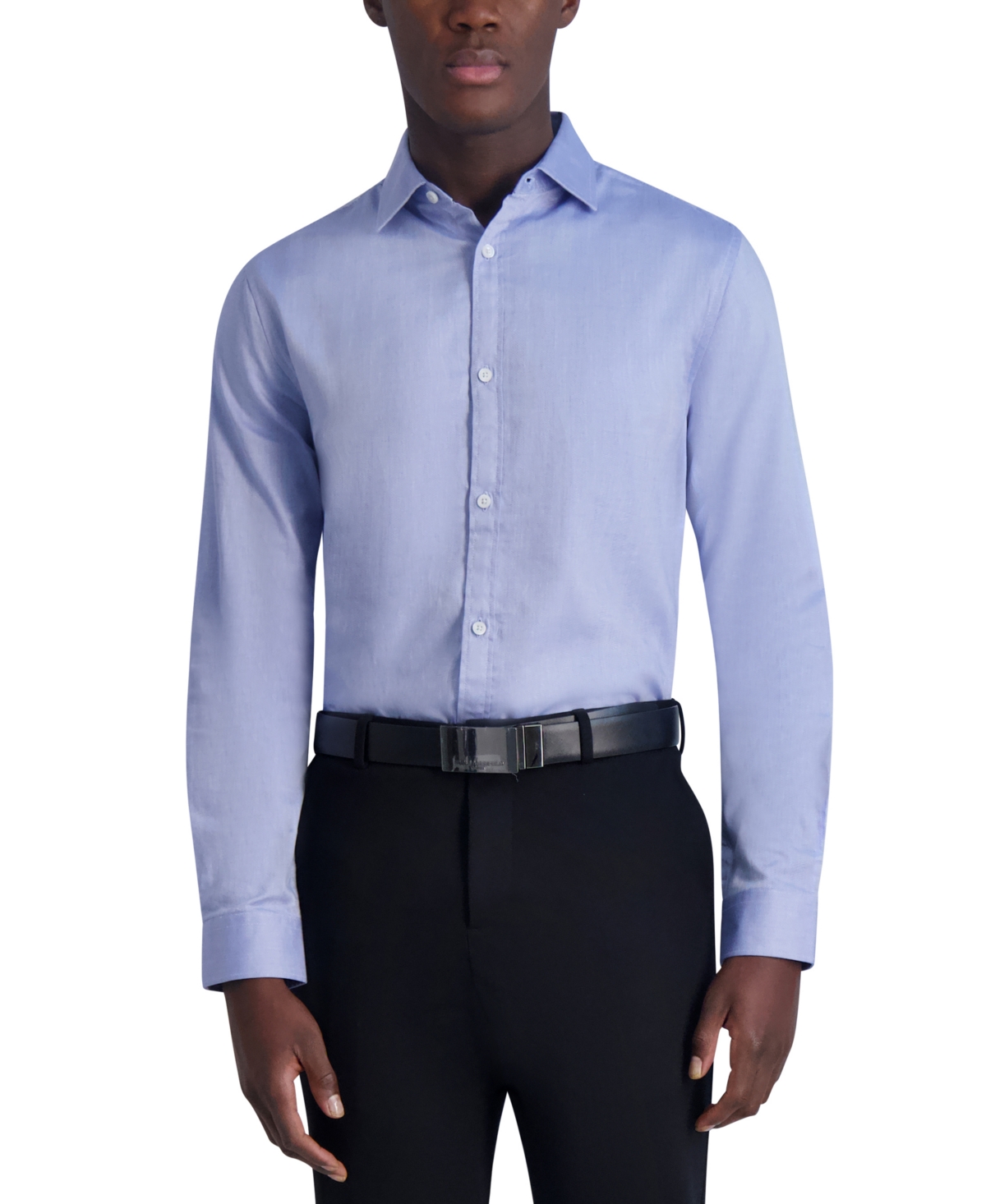 Karl Lagerfeld Paris Mens Slim-Fit Woven Shirt - Blue