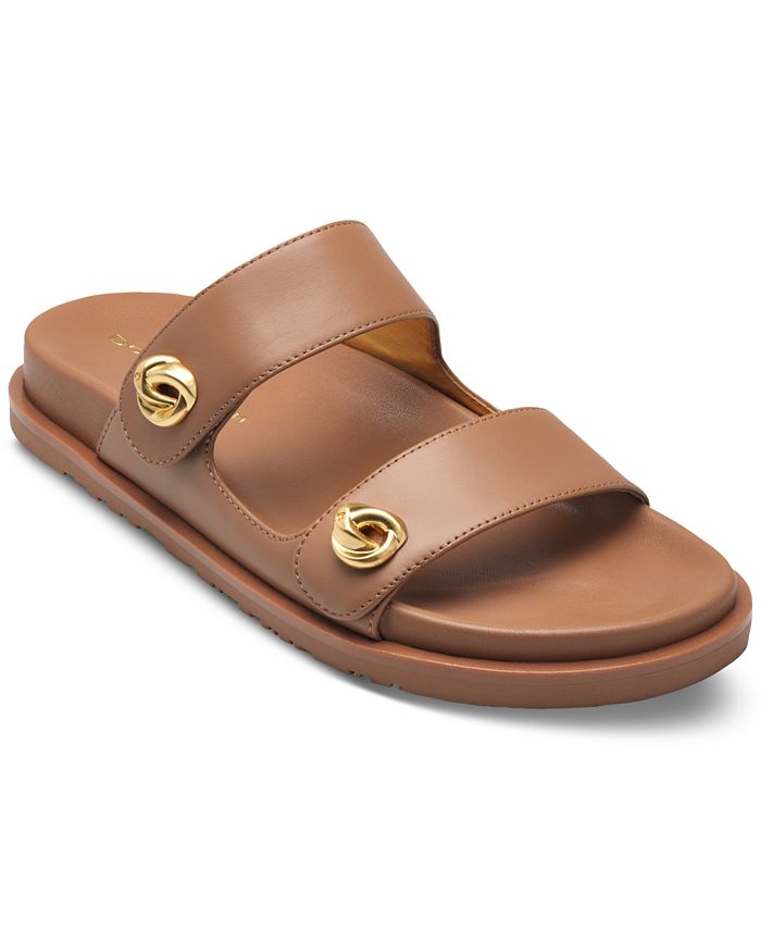 Donna Karan New York Women's Hazley Leather Double Buckle Sporty Slide ...