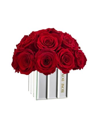 Rose Box NYC Half Ball of Red Flame Long Lasting Preserved Real Roses ...