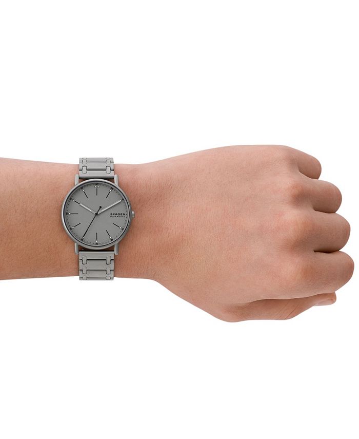 Skagen Men's Signatur Three Hand Gray Stainless Steel Watch 40mm - Macy's