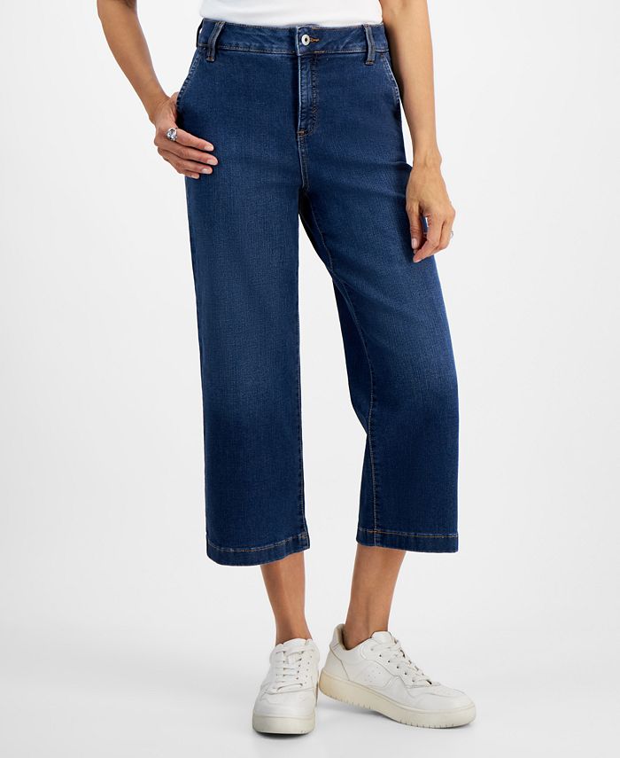 Style & Co Women's High-Rise Wide-Leg Crop Jeans, Created for Macy's ...