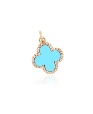 The Lovery Turquoise Diamond Clover Charm 14K Gold - Macy's