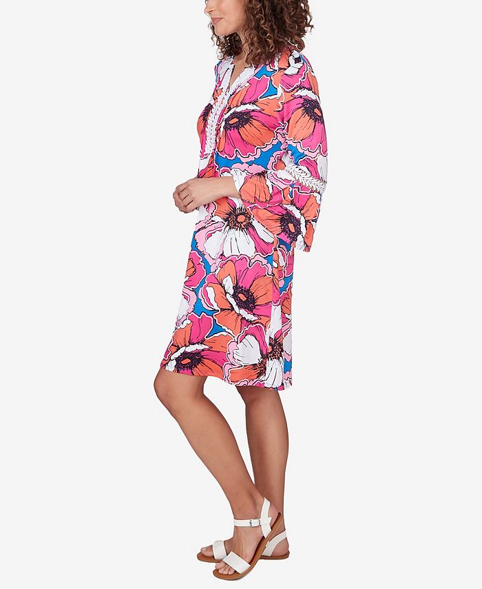 Ruby Rd. Petite Floral Puff Print Dress - Macy's