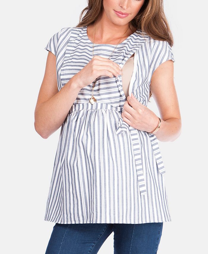 Seraphine Women's Cotton Stripe Maternity Nursing Top - Macy's