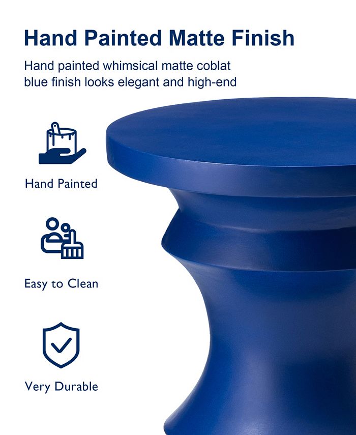 Glitzhome Multi-functional Cobalt Blue Chess Garden Stool or Planter ...
