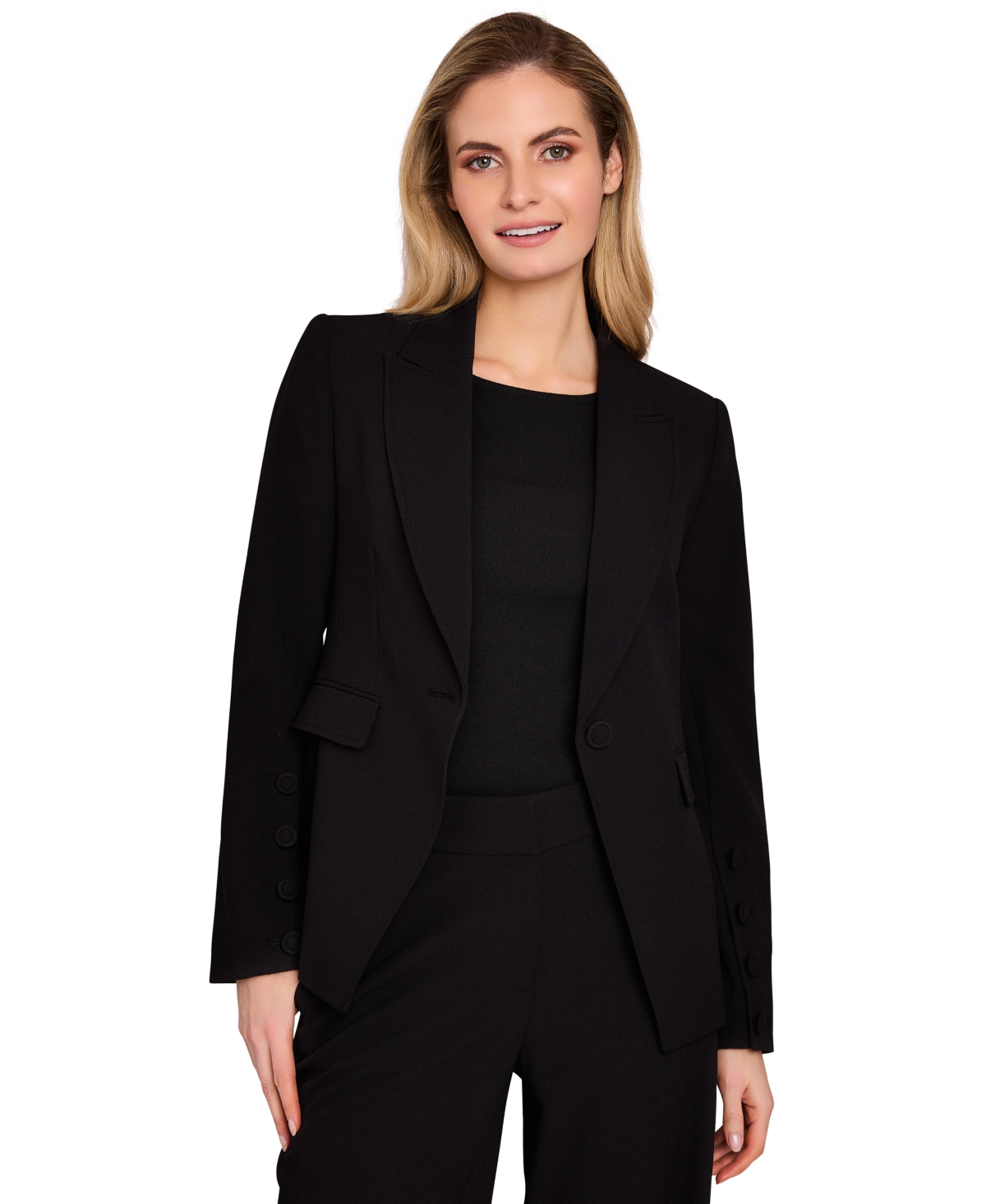 Click here for Tahari Asl Womens Peak Lapel One-Button Jacket - B... prices