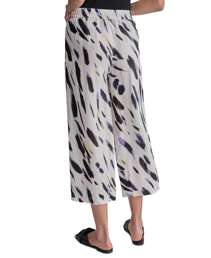 DKNY Women's Linen Printed Drawstring Pants - Macy's
