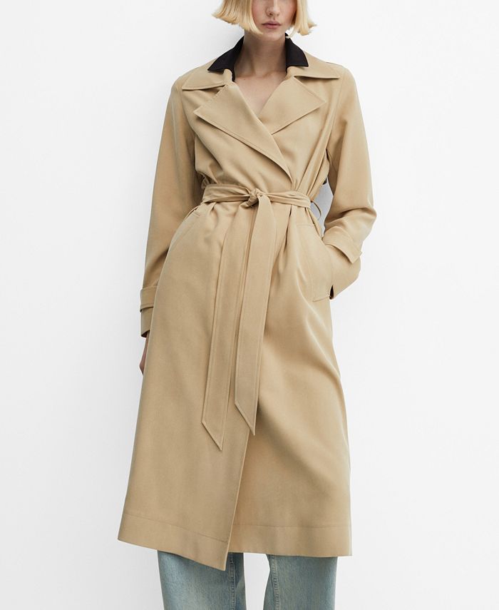 MANGO Women's Flowy Lapel Trench Coat - Macy's