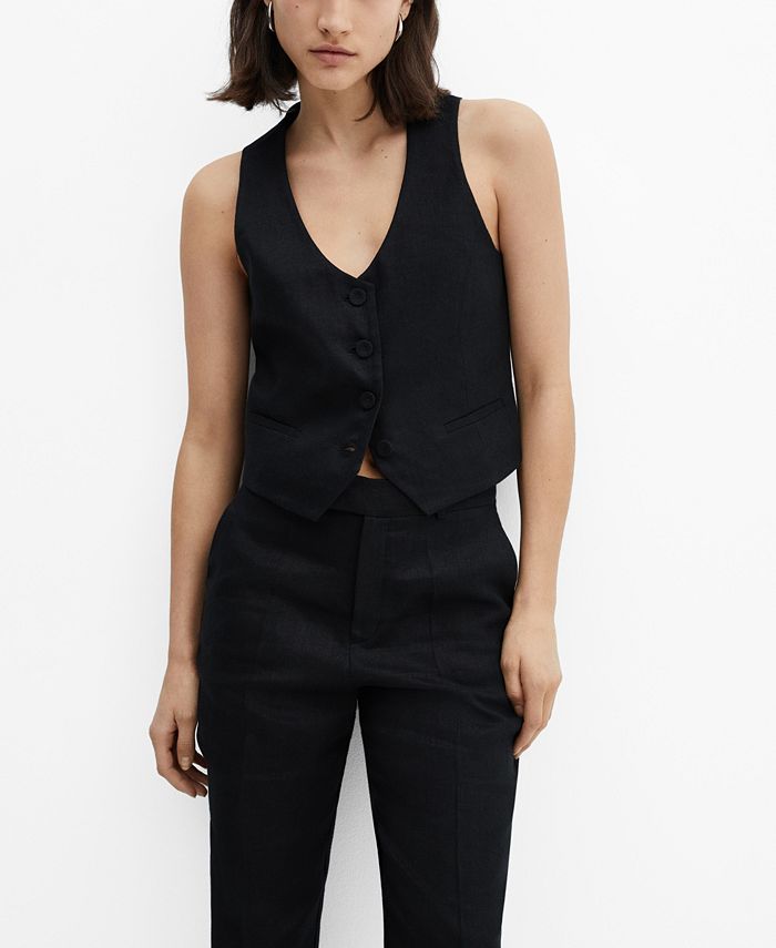 MANGO Women's Linen Suit Vest - Macy's