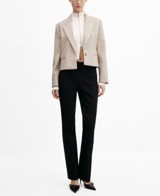 MANGO Women's Button Detail Cropped Blazer - Macy's