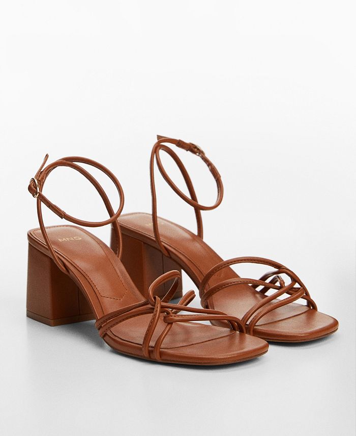 MANGO Women's Metallic Strappy Heeled Sandals - Macy's