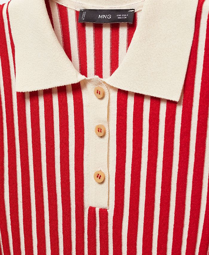 MANGO Women's Striped Polo-Neck Sweater - Macy's