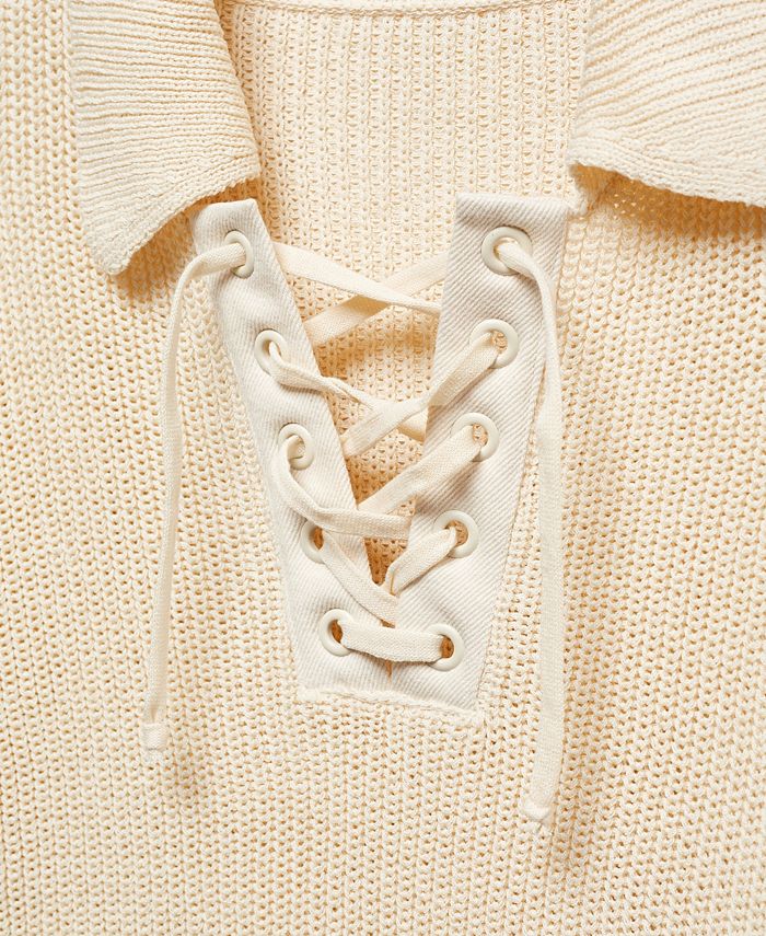 MANGO Women's V-Neck Drawstring Pullover - Macy's