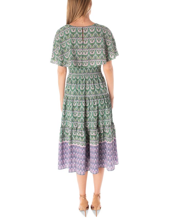 Maison Tara Women's Printed Tiered Fit & Flare Dress - Macy's
