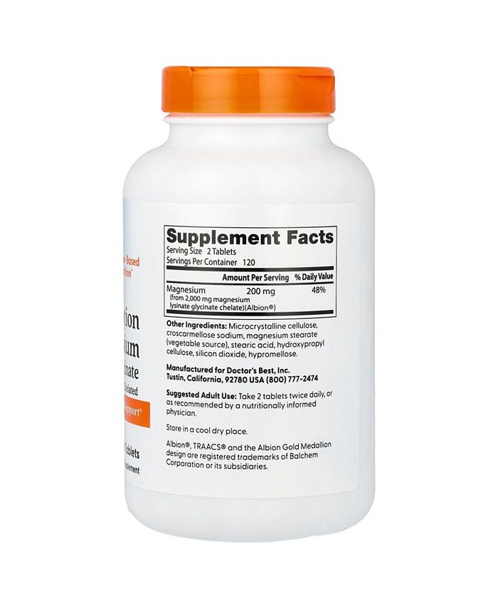 Doctor's Best High Absorption Magnesium 100 mg - 120 Tablets - Macy's