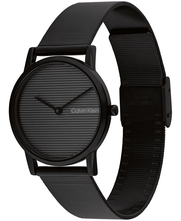 Calvin Klein Women's CK Feel Black Stainless Steel Mesh Watch 30mm - Macy's