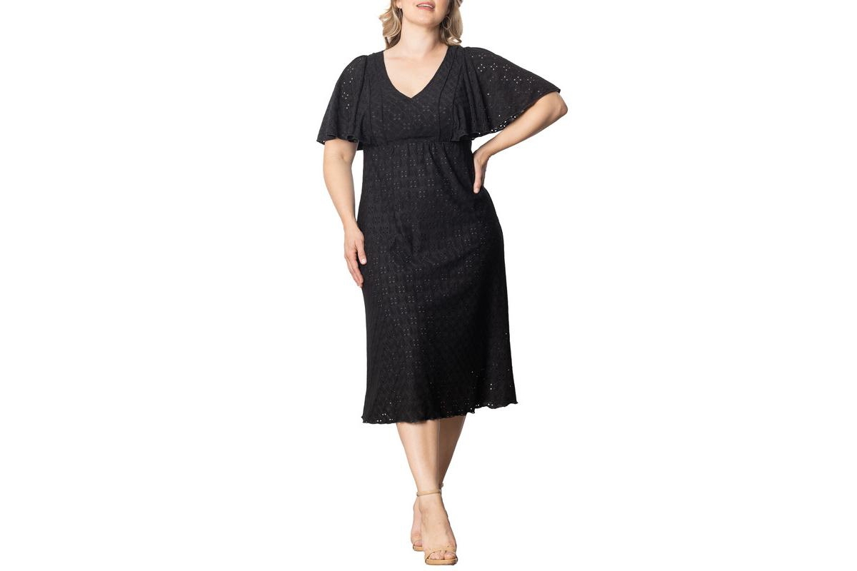 Click here for Kiyonna Plus Size Lucy Eyelet Dress - Black noir prices
