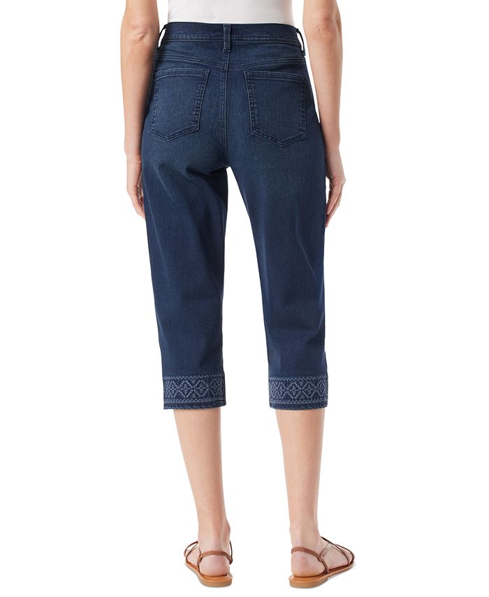 Gloria Vanderbilt Women's Amanda Embroidered Hem Capri Jeans - Macy's