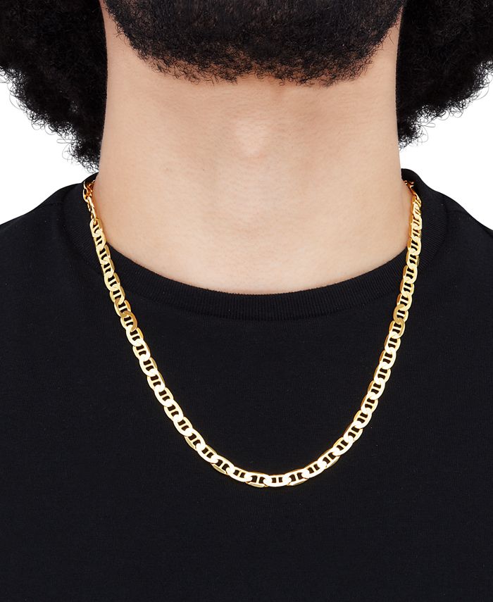 Italian Gold Polished Solid Mariner Link 22" Chain Necklace (6-1/6mm ...