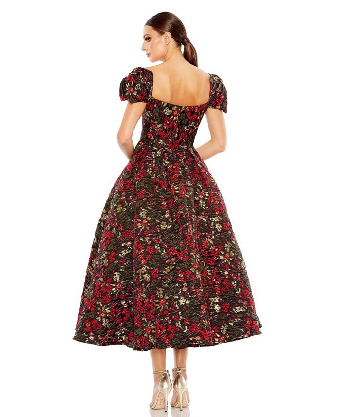 Mac Duggal Women's Floral Brocade Cap Sleeve A Line Dress - Macy's