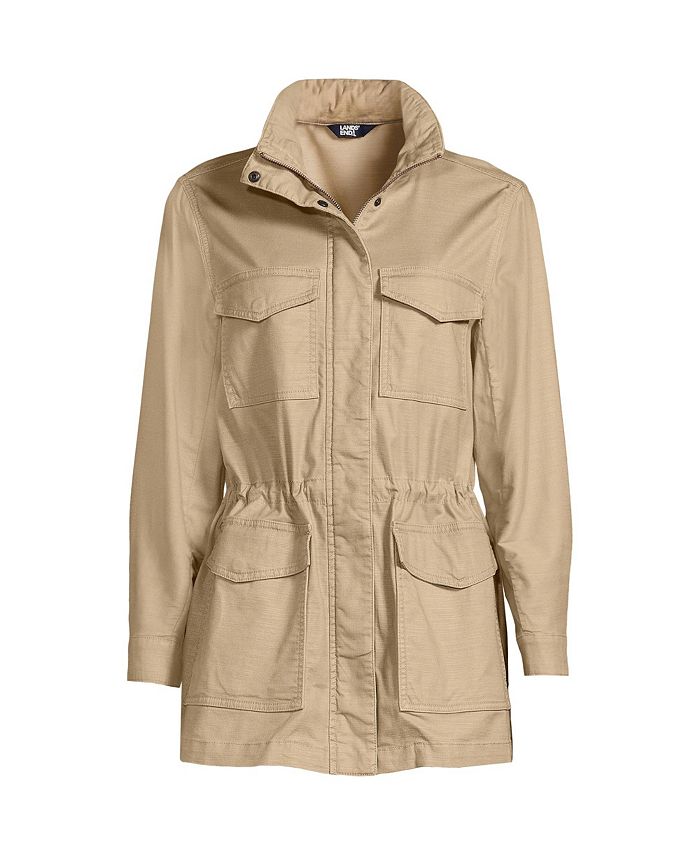 Lands' End Women's Cotton Hooded Jacket with Cargo Pockets - Macy's