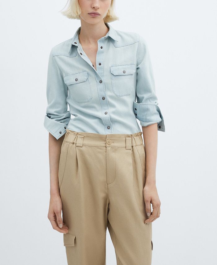 MANGO Women's Linen Cargo Pants - Macy's