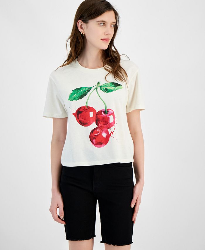 Rebellious One Juniors' Cherries Graphic-Print Tee - Macy's