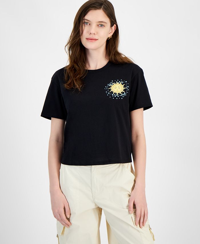 Rebellious One Juniors' Celestial Graphic Cropped T-Shirt - Macy's