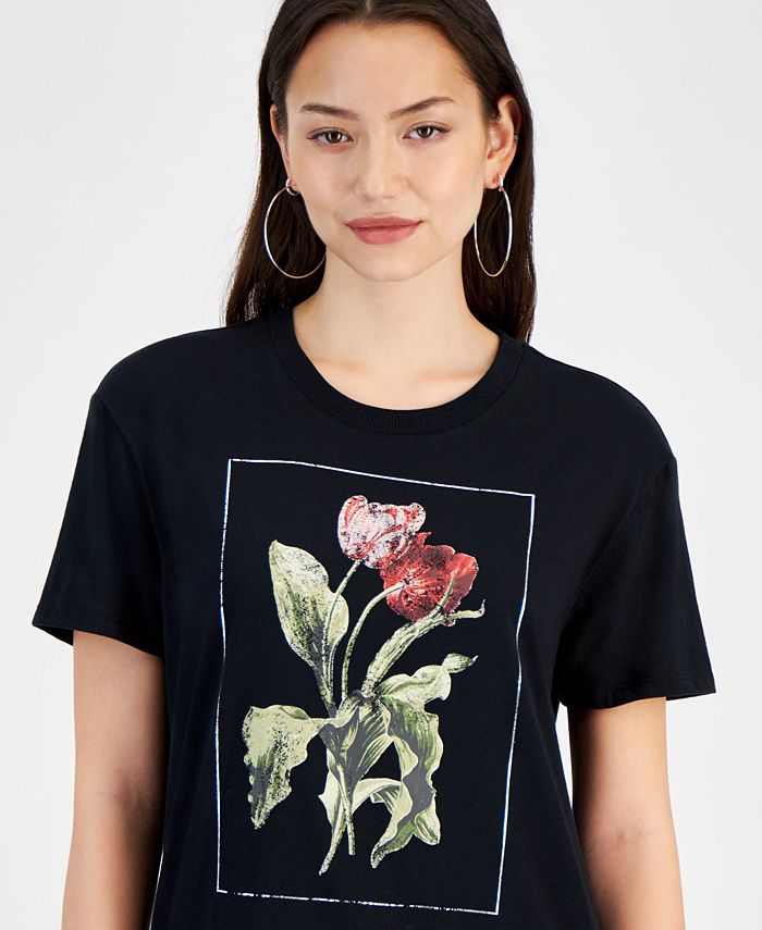 Self Esteem Juniors' Rose Graphic-Print Crewneck Tee - Macy's