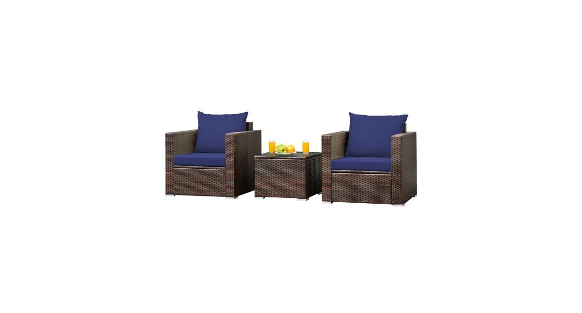 Click here for Slickblue 3 Pcs Patio Conversation Rattan Furnitur... prices