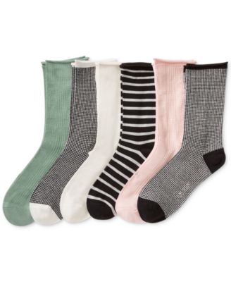 Lauren Ralph Lauren Women's 6-Pk. Houndstooth Roll-Top Socks - Macy's