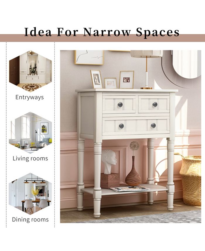 Simplie Fun Narrow Console Table, Slim Sofa Table With Three Storage ...