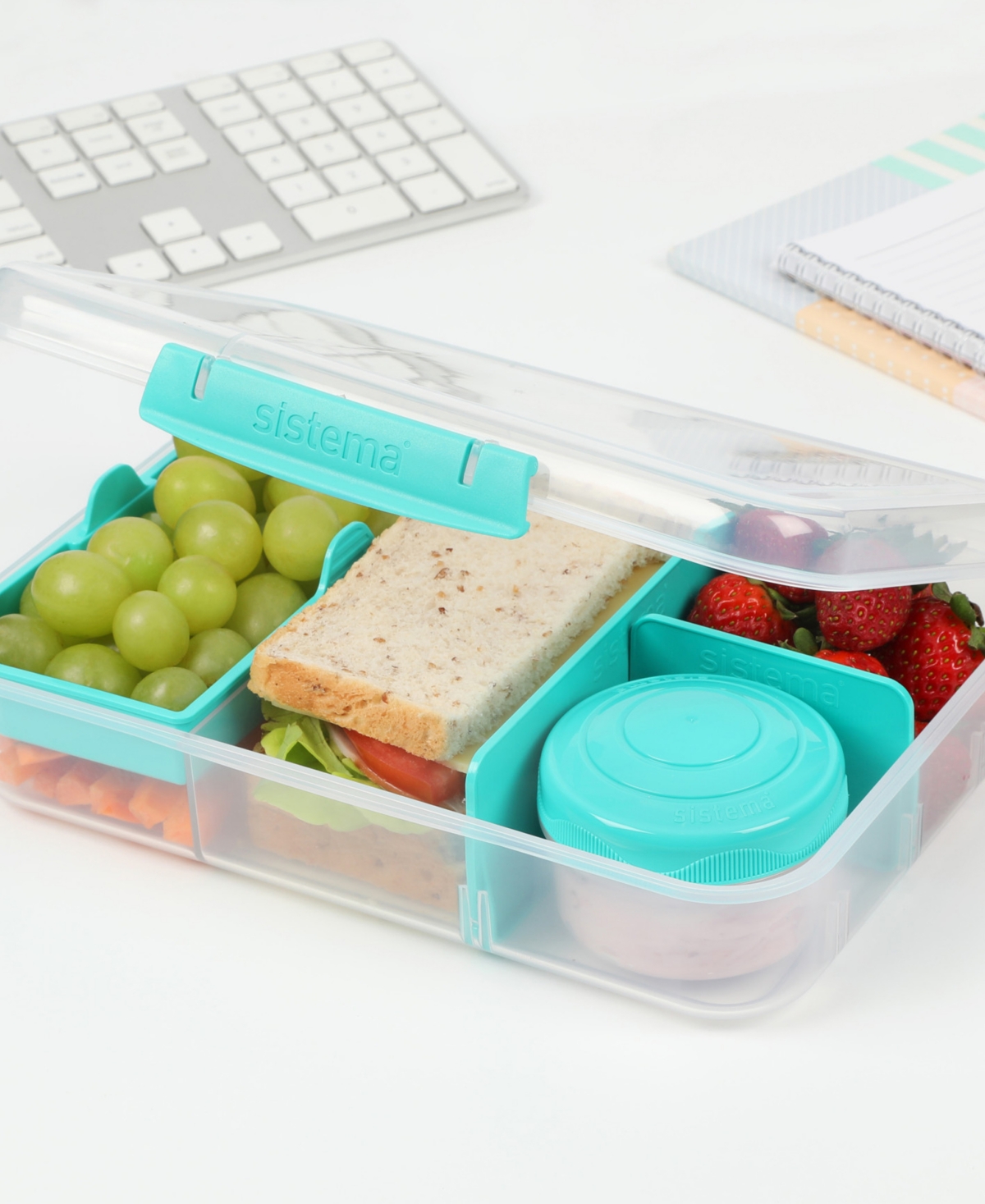 Sistema Create To Go Bento Box 6-cup Food Storage Container In Blue ...