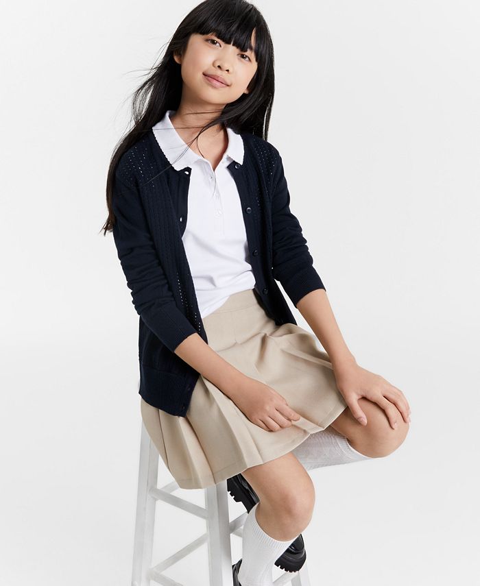 Nautica Big Girls Pointelle-Stitching Cardigan, Interlock Polo Shirt ...