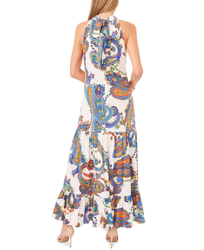 MSK Women's Paisley-Print Halter-Neck Maxi Dress - Macy's