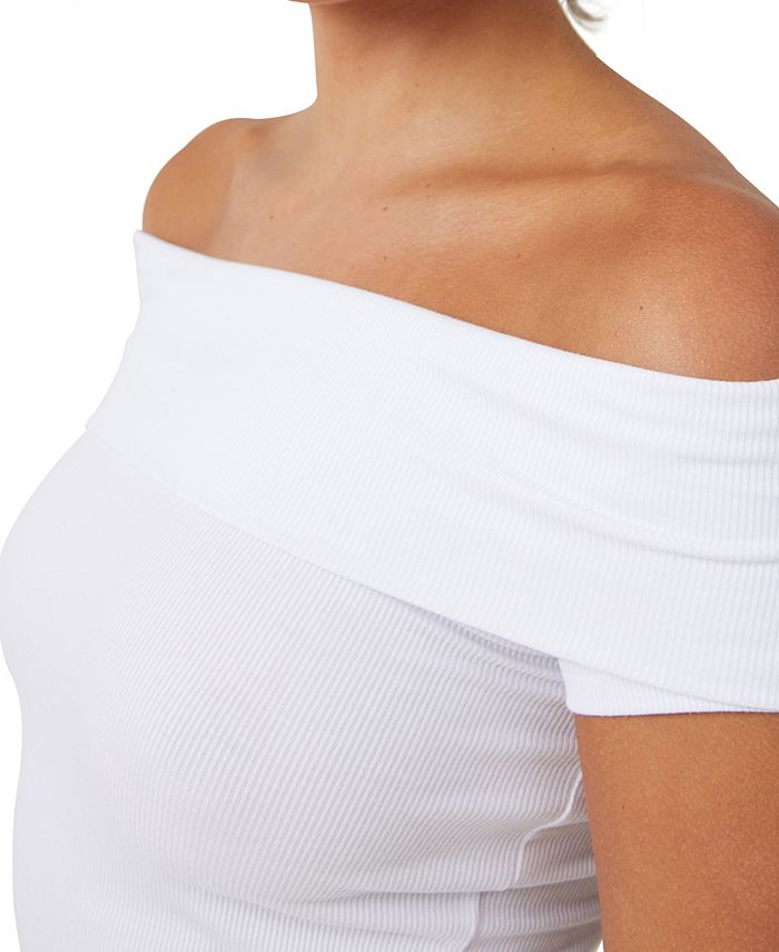 COTTON ON Women’s Staple Rib Off The Shoulder Short Sleeve Top - Macy's