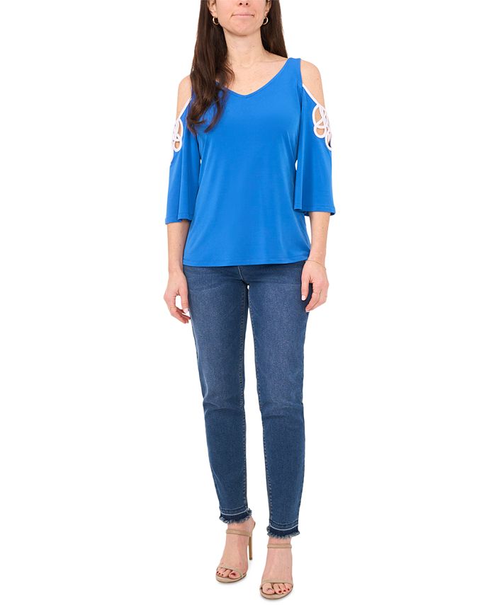 Sam & Jess Petite Knit Cold-Shoulder Top - Macy's