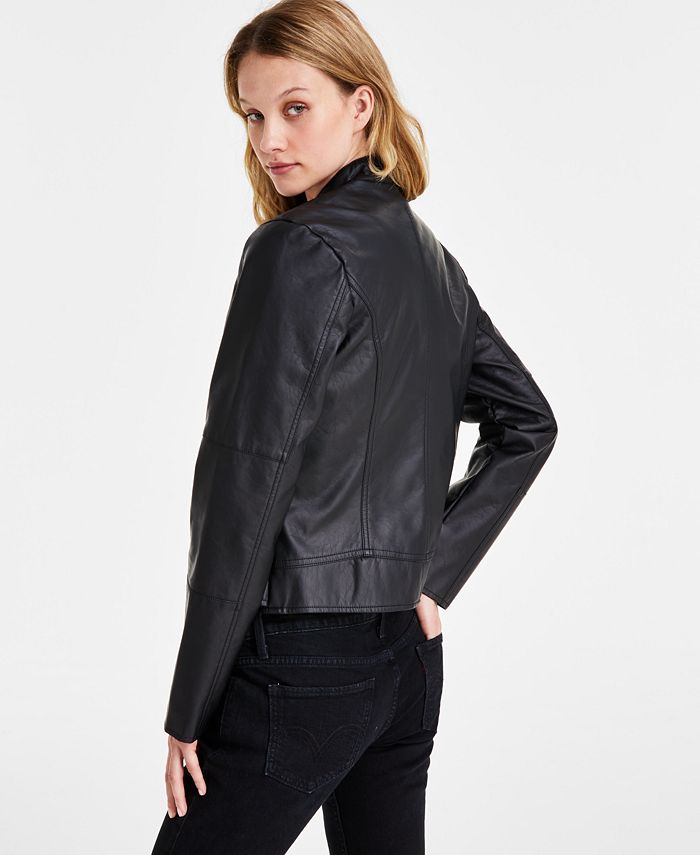Maralyn & Me Juniors'Faux-Leather Zip-Front Jacket - Macy's