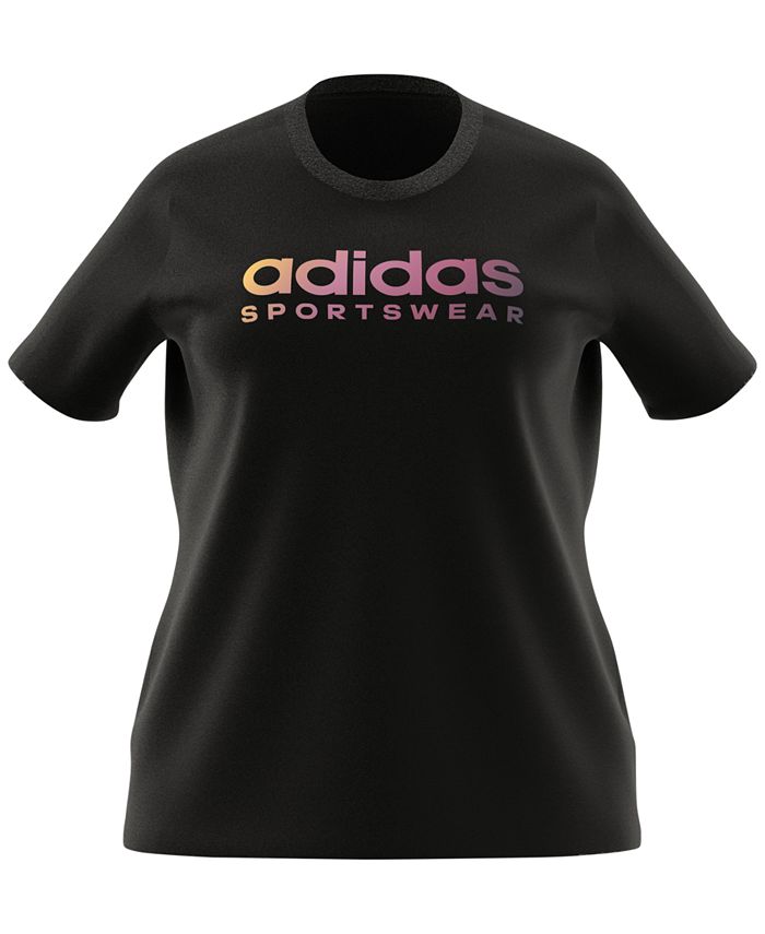 adidas Plus Size Graphic Linear Logo Cotton T-Shirt - Macy's